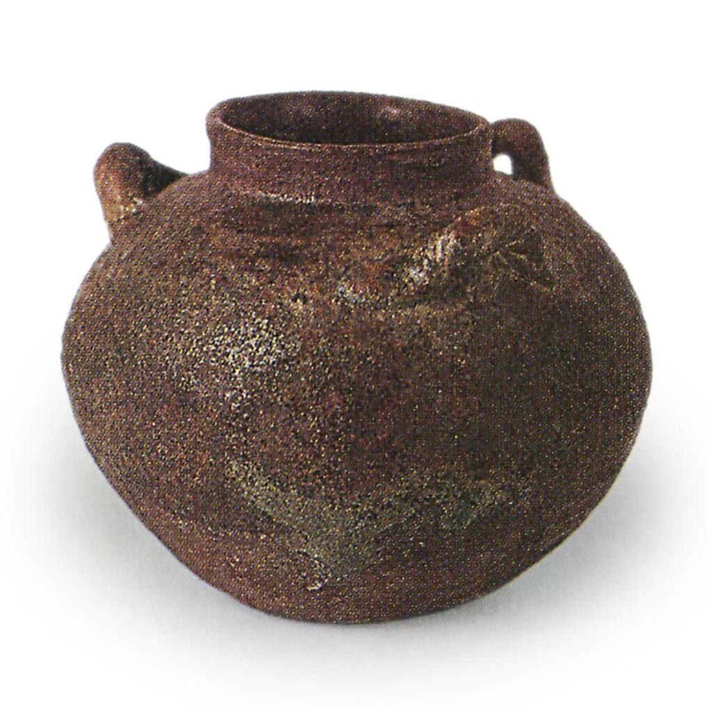 Seto ware: tea caddy with three handles, iron glaze. | Ceramics Story