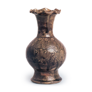 Seto ware: flower vase with stamped ornament, iron glaze. – Ceramics Story