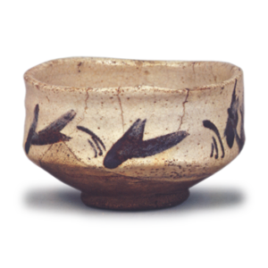 Shino tea bowl with geometric pattern known as higaki – Ceramics Story
