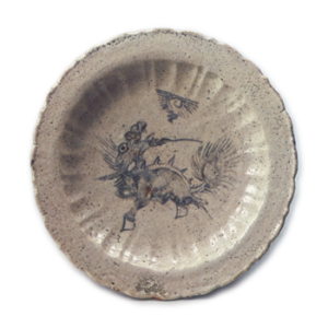 Shino dish with kirin (chimera) design – Ceramics Story