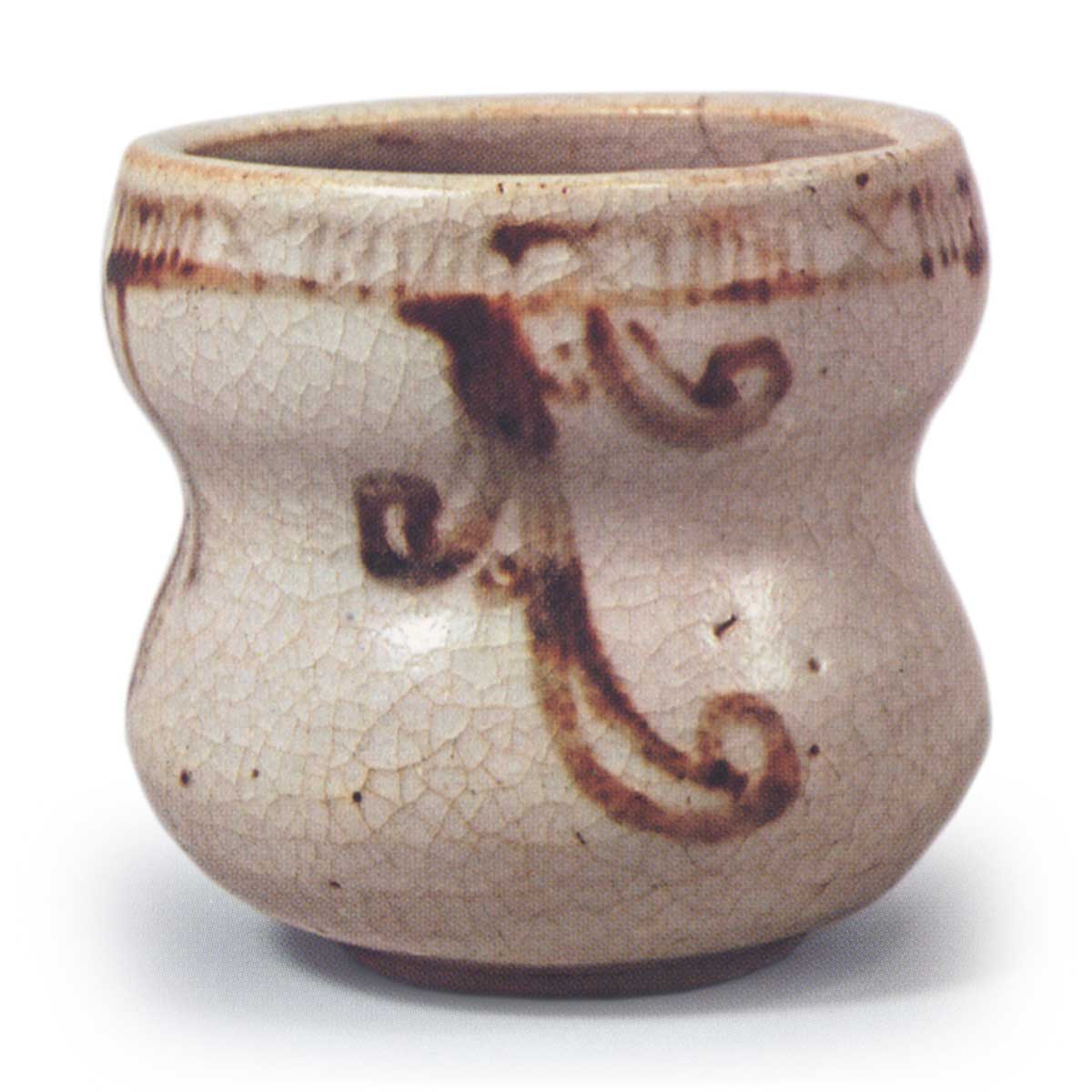 Shino mukozuke bowl with scrolling grass design | Ceramics Story