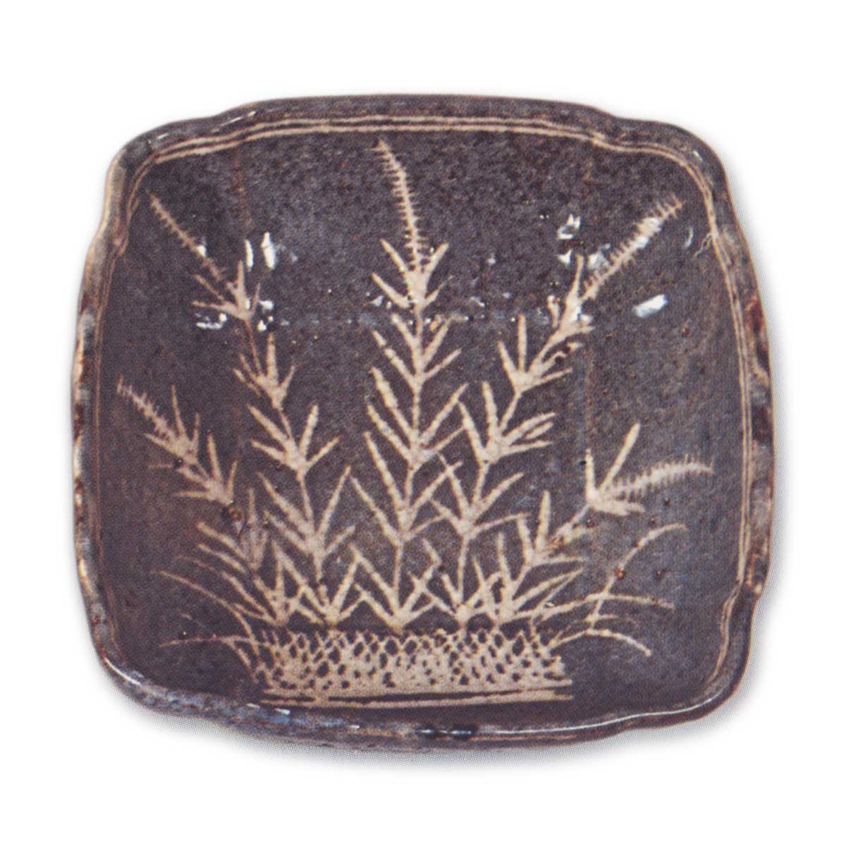Gray Shino muközuke dishes with grass design – Ceramics Story