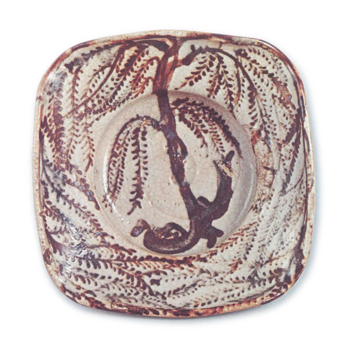 Shino mukozuke dish with willow design – Ceramics Story