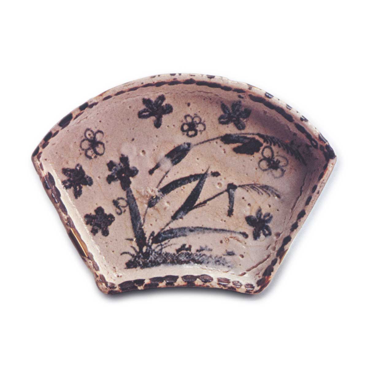 Shino mukozuke dish with miscanthus and plum blossom design | Ceramics ...
