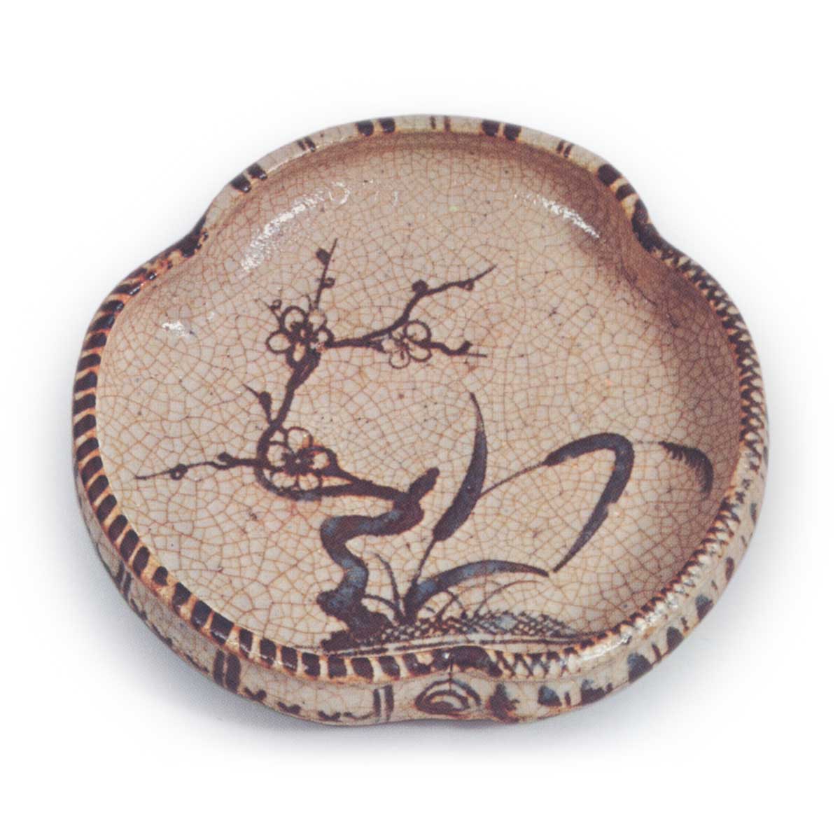 Shino mukōzuke dish with plum-tree and miscanthus design – Ceramics Story