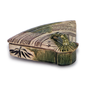 Oribe covered box in shape of fan – Ceramics Story