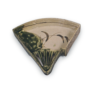 Oribe five mukozuke bowls in shape of fan with miscanthus designs ...