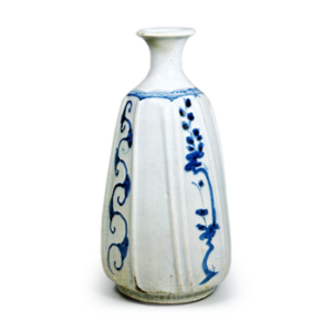 Wine bottle with plum and scrolling plant design, – Ceramics Story